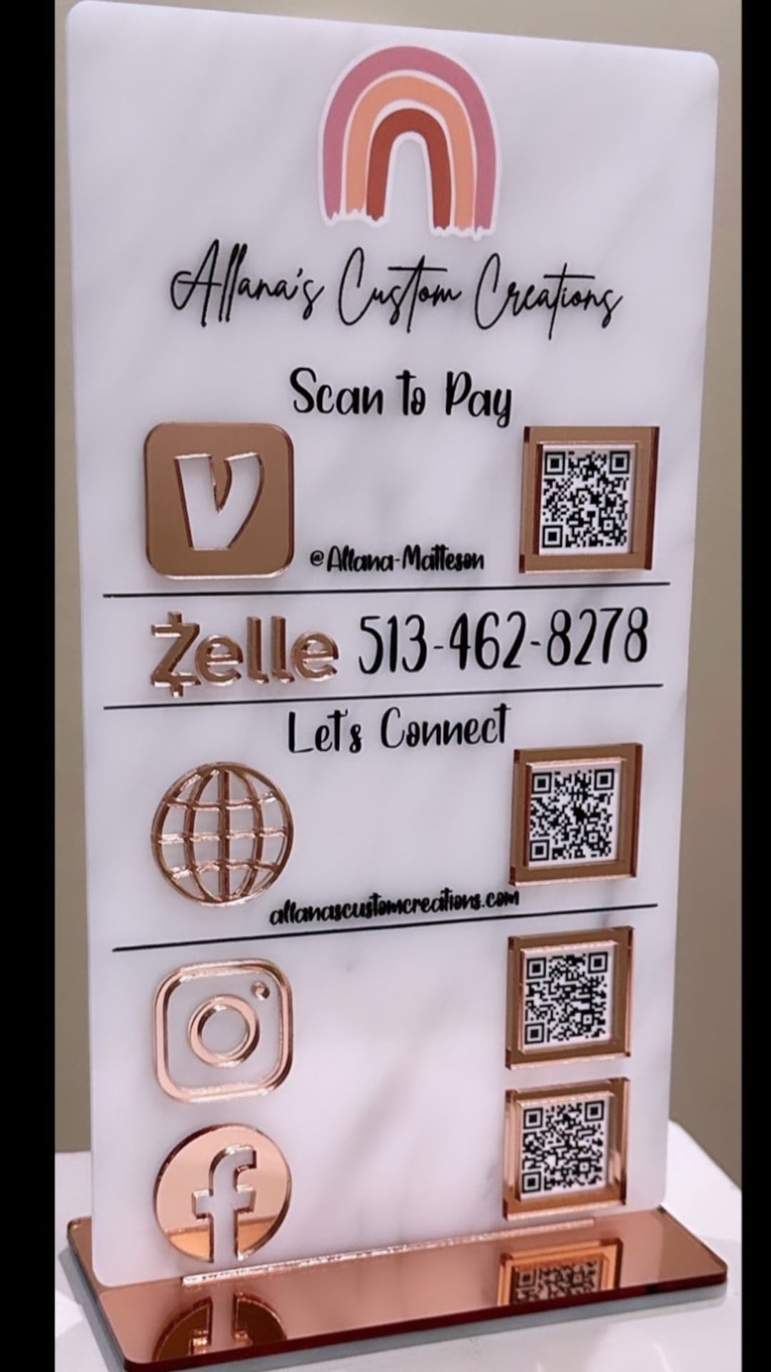 Custom 4 QR Code Business Sign: Social Media & Payment - Etsy