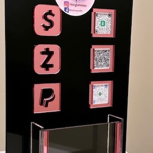 6 QR Codes Sign With Business Card Holder | Social Media Signs ...