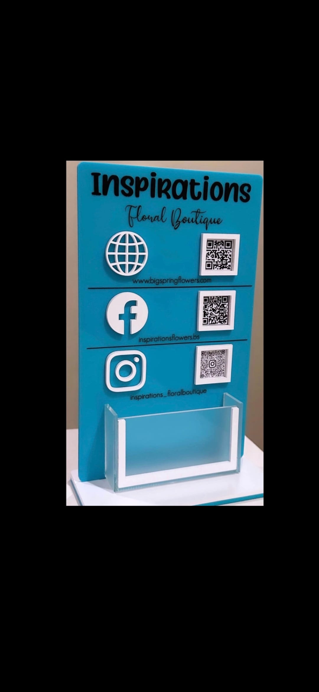 2-3 QR Code Sign With Business Card Holder | Social Media Signs ...