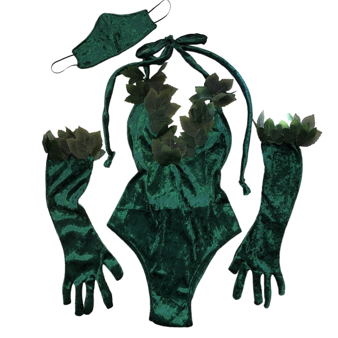 Poison Ivy Velvet Cosplay/costume/outfit 3pc Set: Bodysuit, Gloves ...