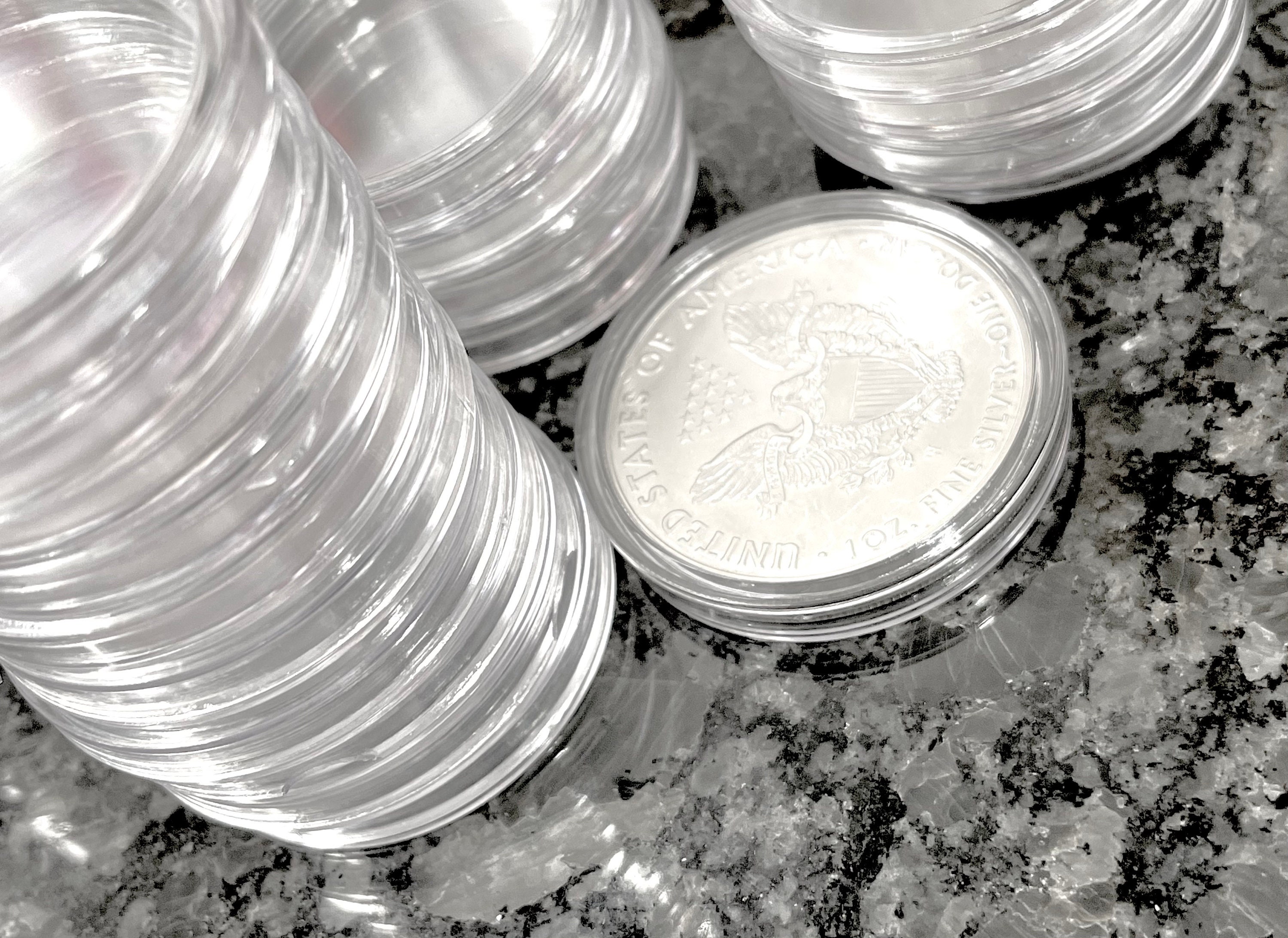 20 Pcs Plastic Round Coin Clear Display Case Holder Storage Boxes Set ...