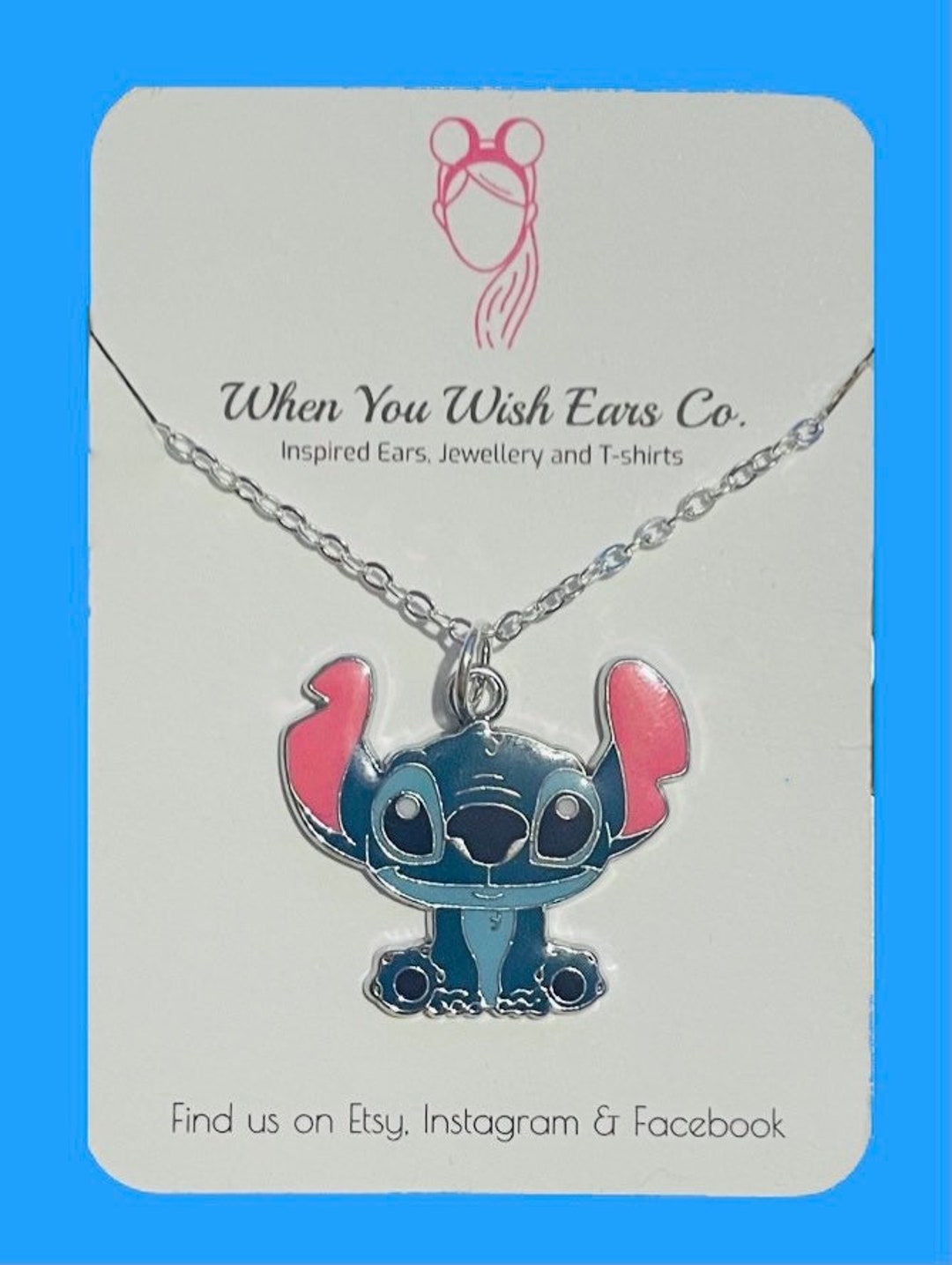 Stitch Inspired Necklace 20 Inch Silver Plated Chain, Lilo and Stitch ...