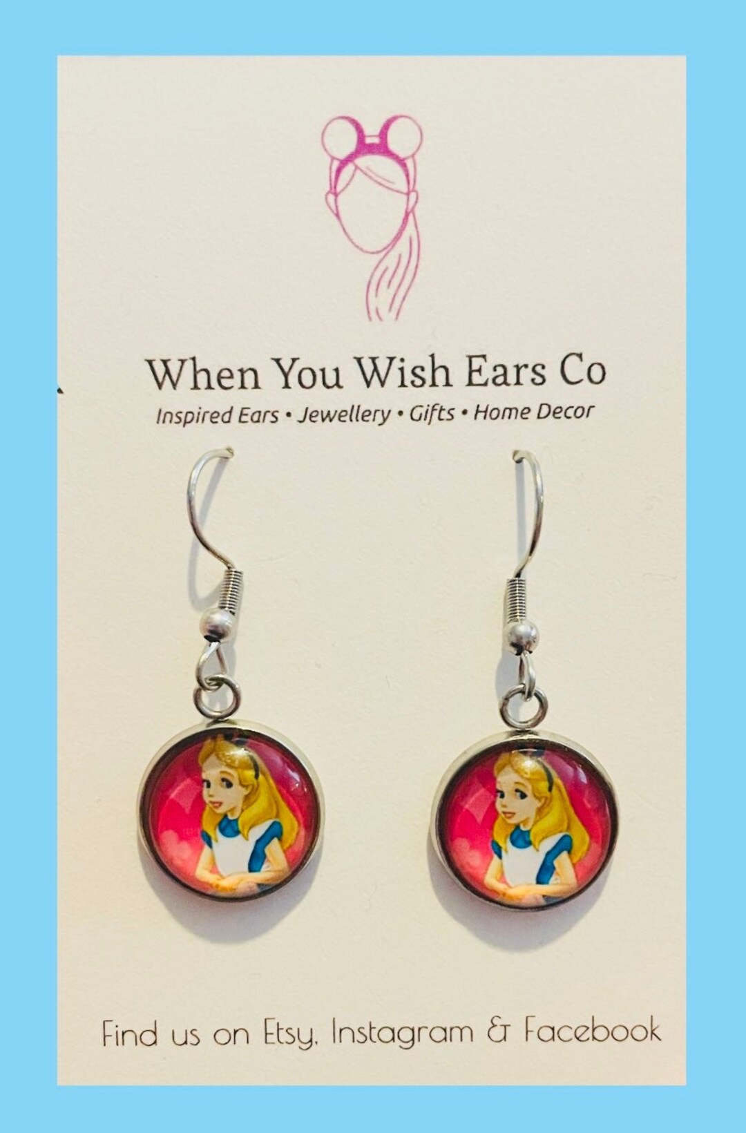 Alice in Wonderland Inspired Dangle Drop Earrings, Alice in Wonderland ...