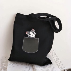Eco Large Canvas Cute Cartoon Tote Bag, Reusable Shopping Bag, Tote Bag ...