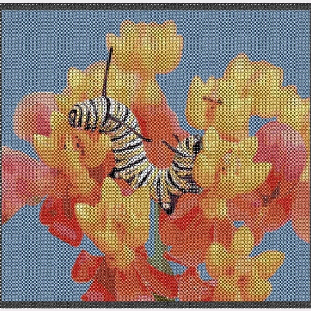 Monarch Butterfly Caterpillar Cross Stitch Pattern - Etsy