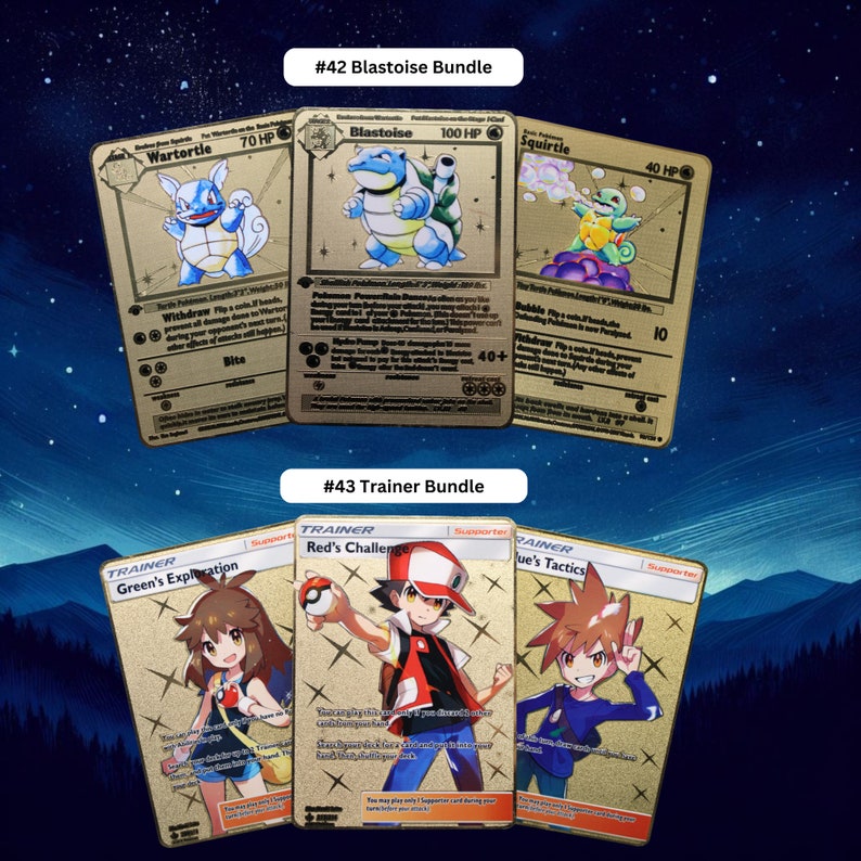 43 UNIQUE Gold Metal Pokemon Cards 1st Edition Base Set Collector's ...