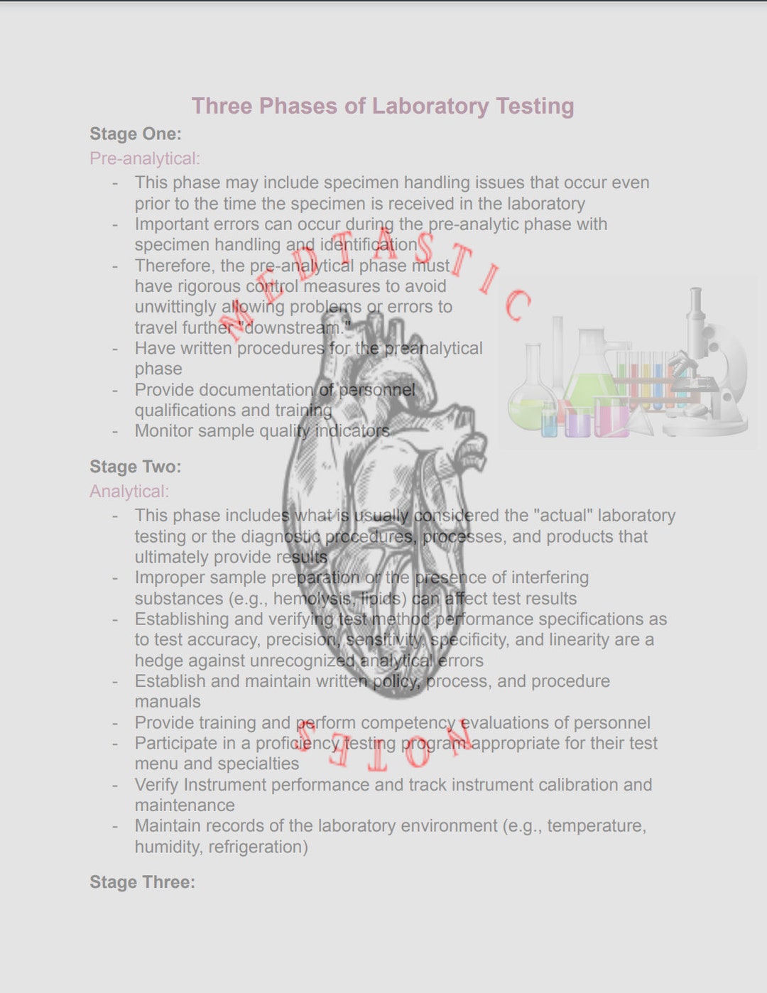 Three Phases of Laboratory Testing Notes - Etsy