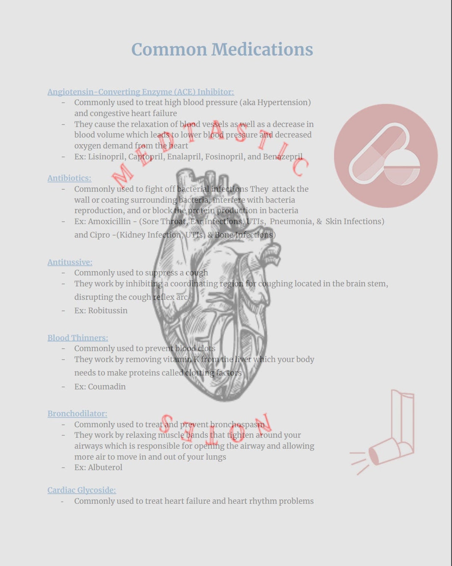 Common Medication Notes - Etsy