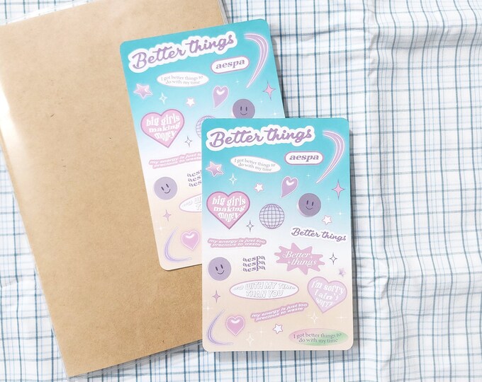 Aespa Better Things Sticker Sheet, Kpop Girl Aespa Lyrics Y2k Deco ...