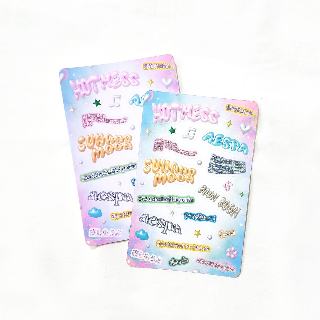 Aespa Hot Mess Sticker Sheet, Kpop Aespa Lyrics Y2k Deco Stickers ...
