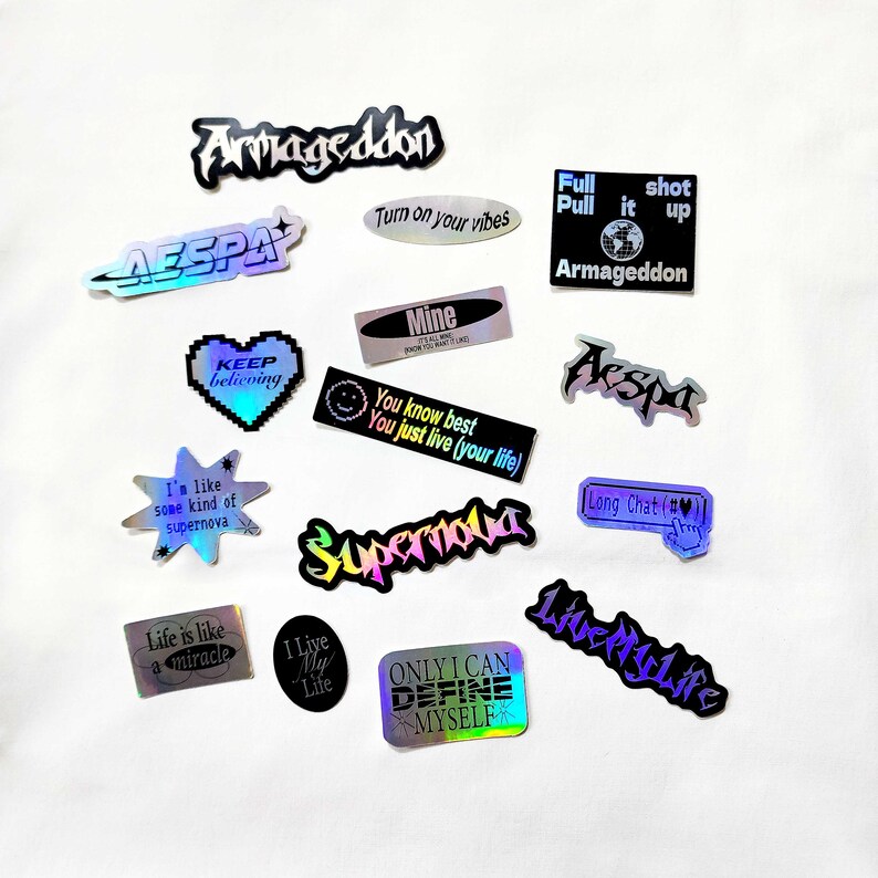 Aespa Armageddon Supernova Lyrics Sticker Pack, Holographic Kpop Album ...