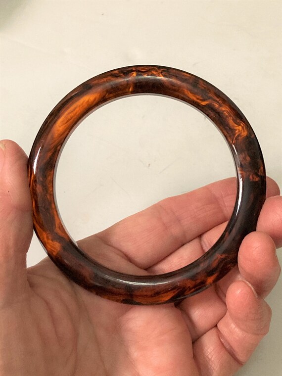 Vintage Root Beer Bakelite Swirl Bangle// Bakelite Ba… - Gem