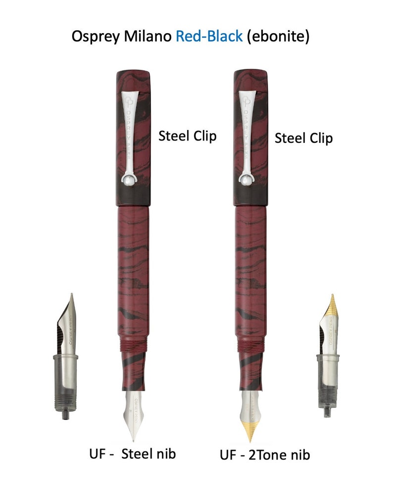Osprey Milano Red-black Ebonite Fountain Pen - Ultra-flex Nib - Etsy