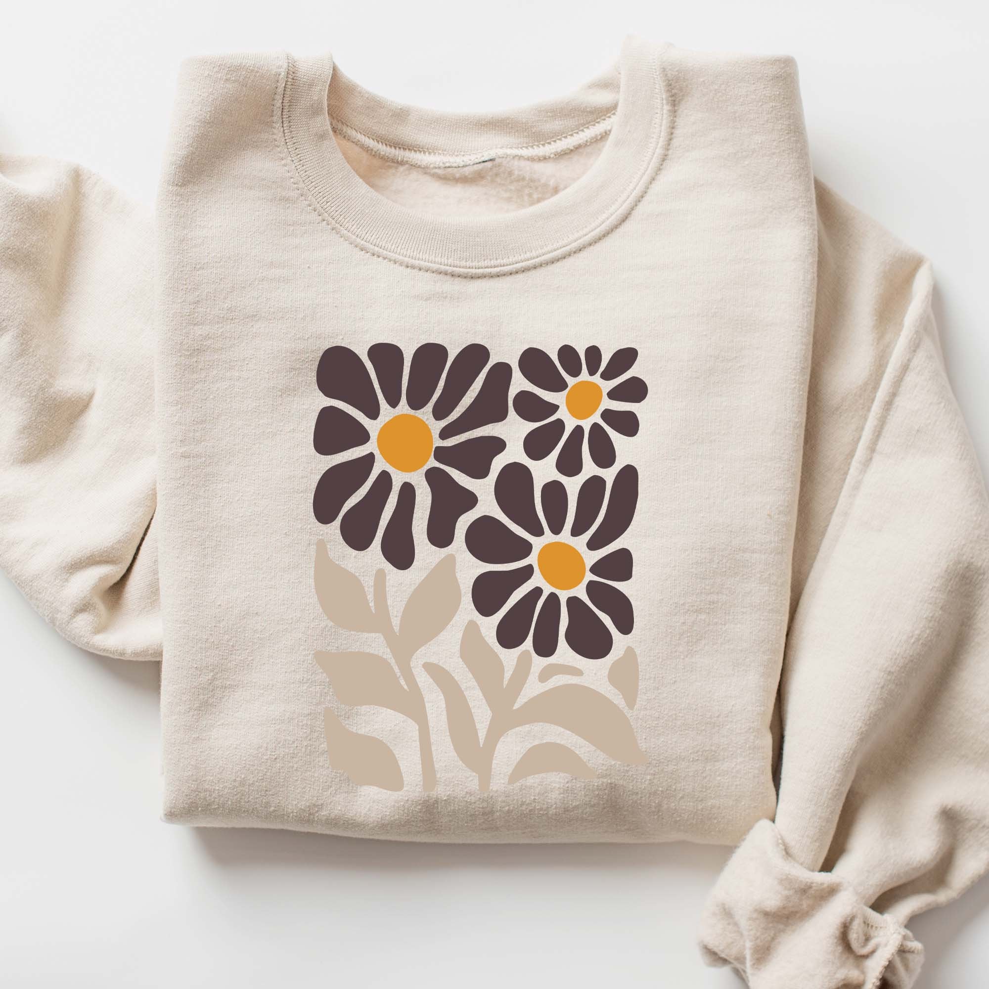 Boho Flower Sweatshirt, Wildflower Sweater, Flower Print Crewneck ...