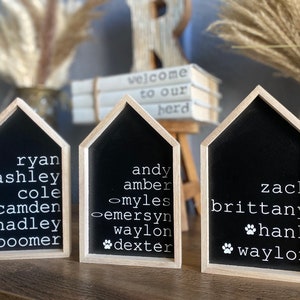 House Shaped Wooden Sign, Mini Name Sign, Family Members Name Sign ...