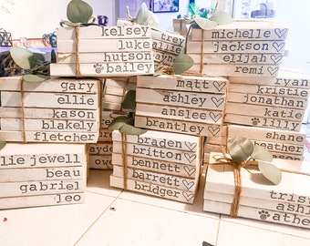 Books With Names, Stamped Books, Decorative Books, Shelf Decor ...