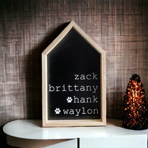 House Shaped Wooden Sign, Mini Name Sign, Family Members Name Sign ...