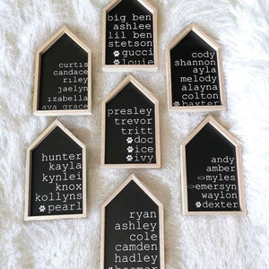 House Shaped Wooden Sign, Mini Name Sign, Family Members Name Sign ...