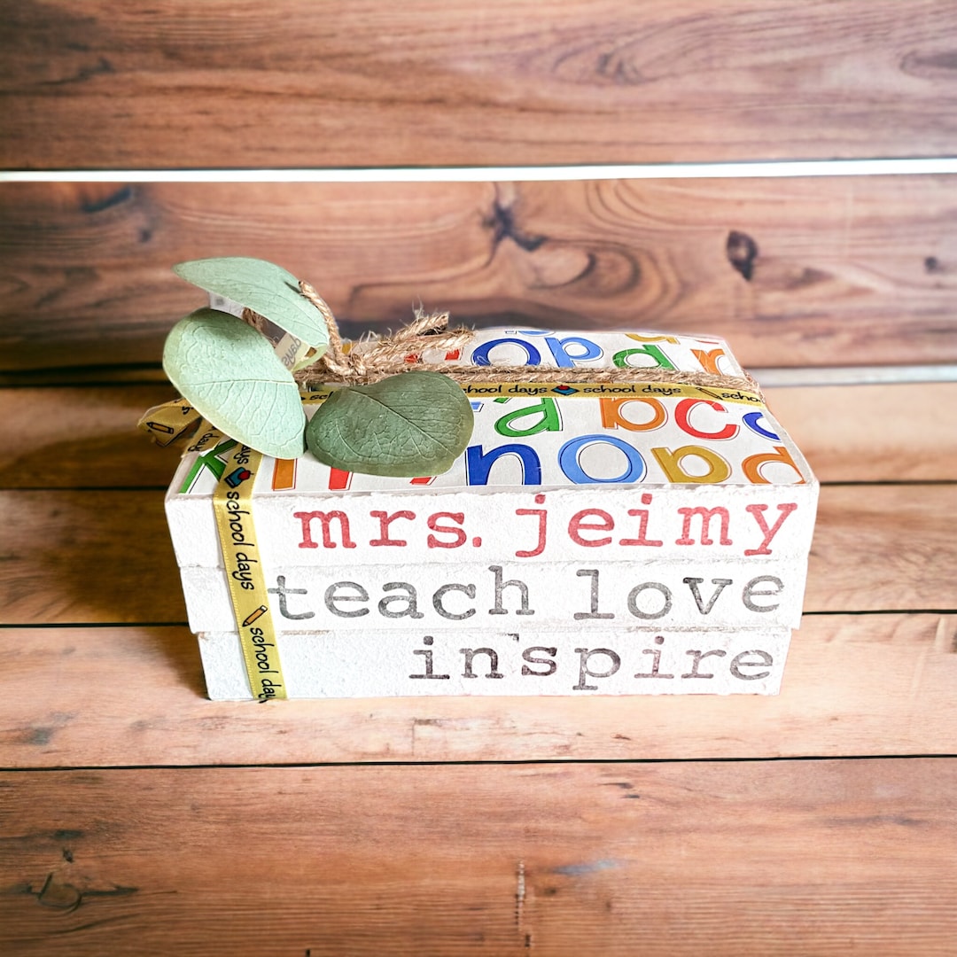 Personalized Teacher Stacked Books Teacher Appreciation Gifts Teacher