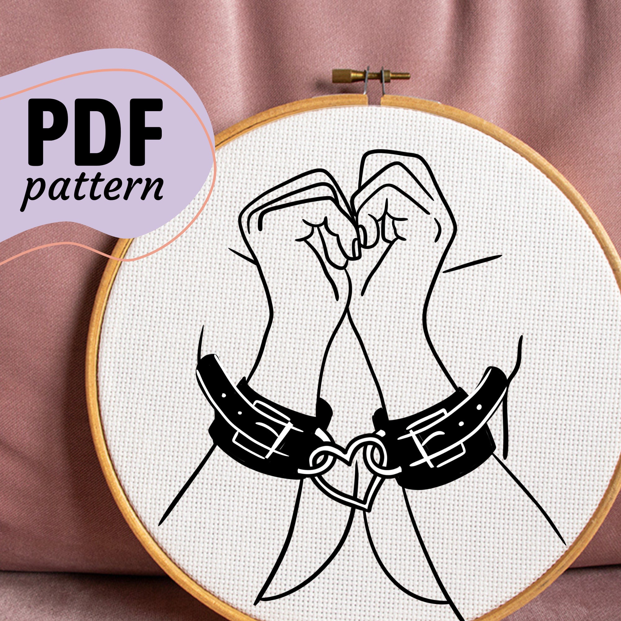 Lovecuffs Erotic Embroidery PDF Pattern & Instructions Beginner Friendly 18, Sexy, Kink, BDSM ...