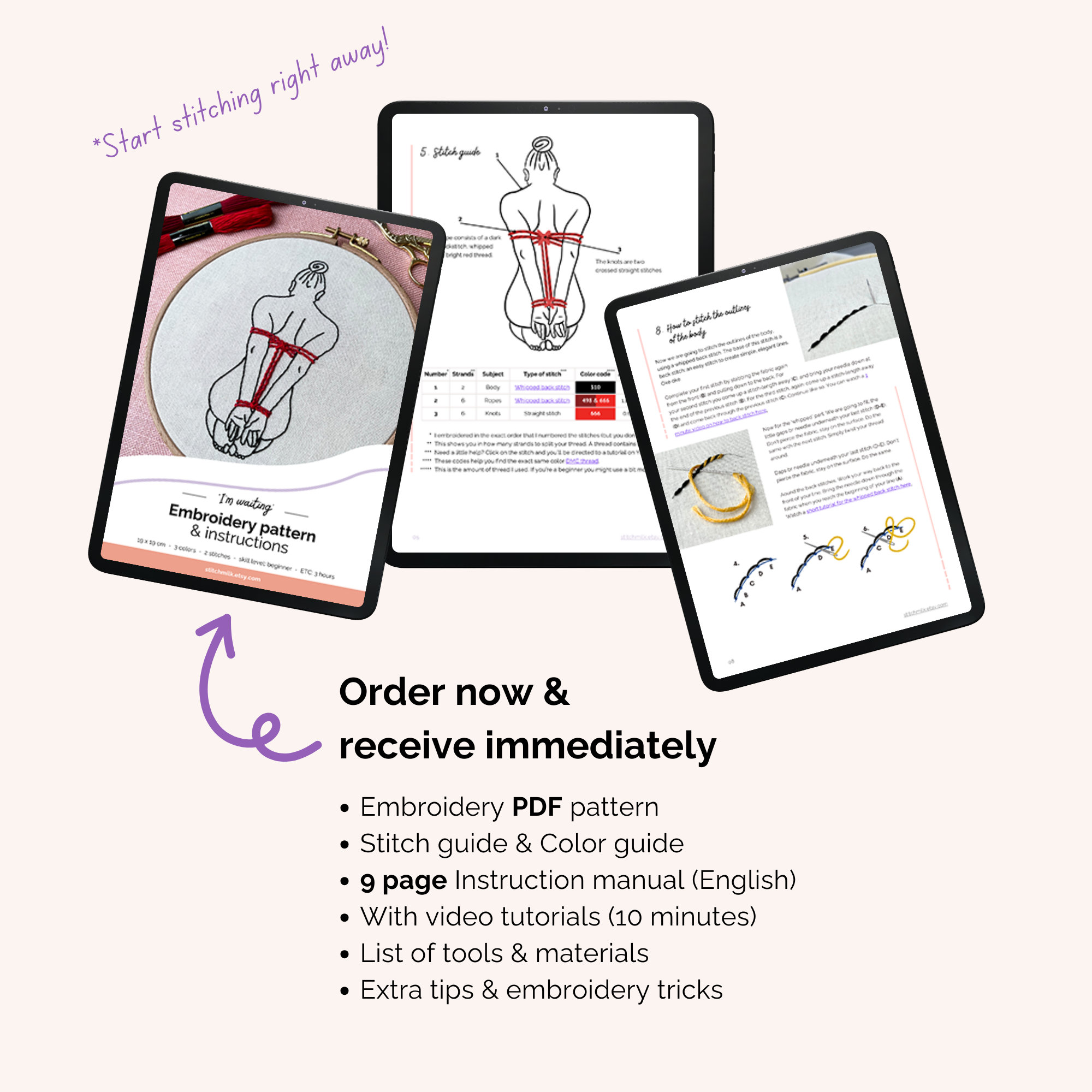 I'm Waiting - Erotic Embroidery PDF Pattern & Instructions - Beginner ...