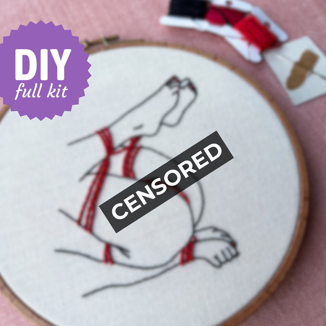 Shibari Legs - Erotic Embroidery KIT: Fabric, Pattern, Hoop, Thread ...