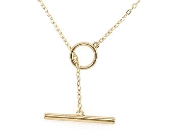 Gold T Bar Necklace - Etsy UK