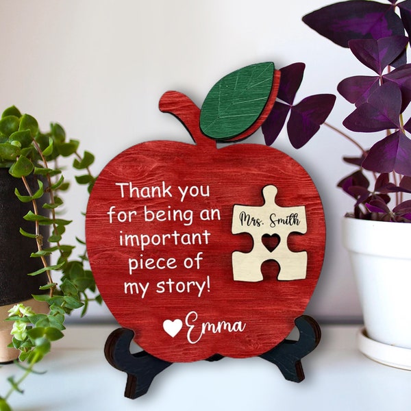 Wood Apple Teacher Sign - Etsy