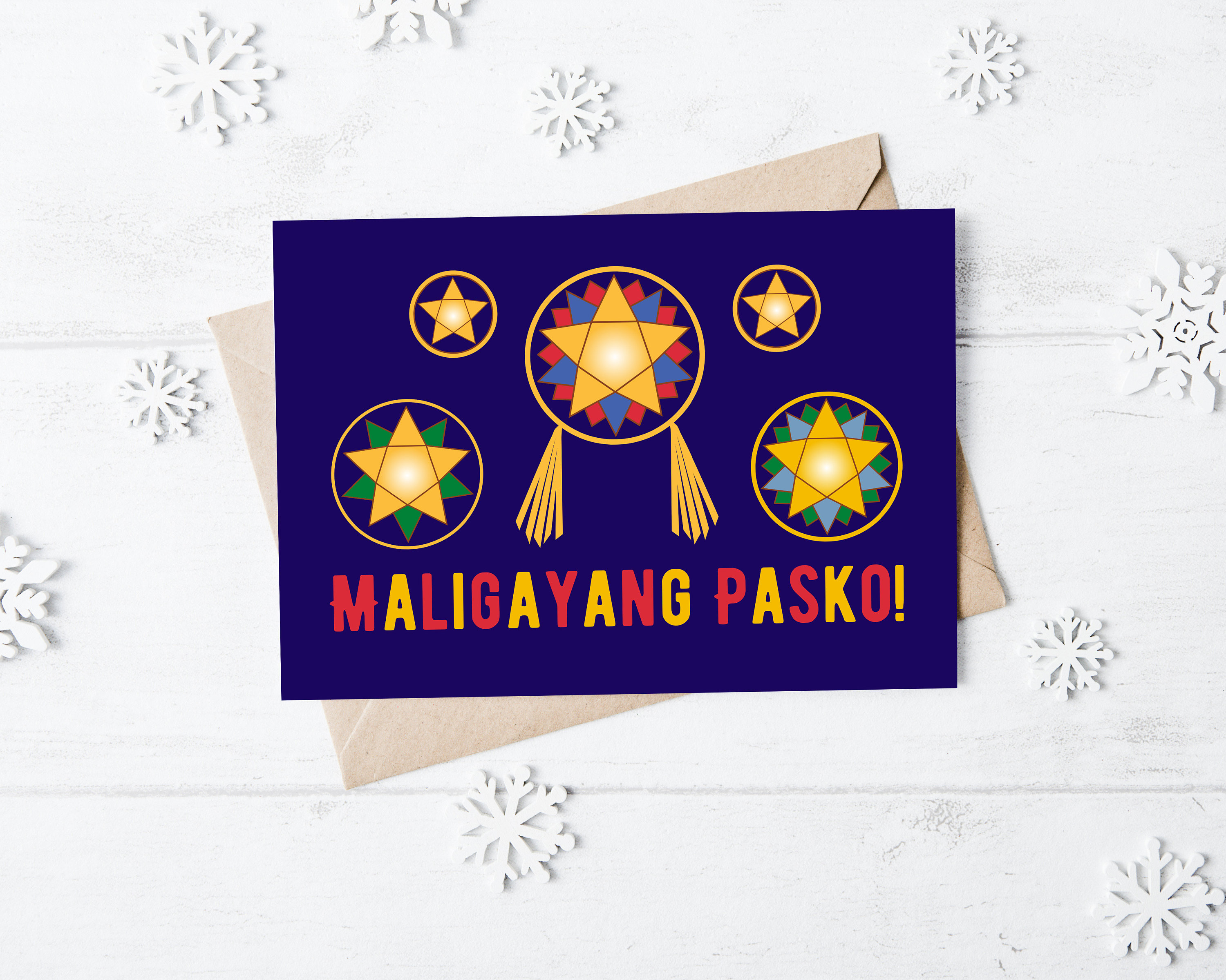 Printable Maligayang Pasko Christmas Card | Single Sided | Filipino ...