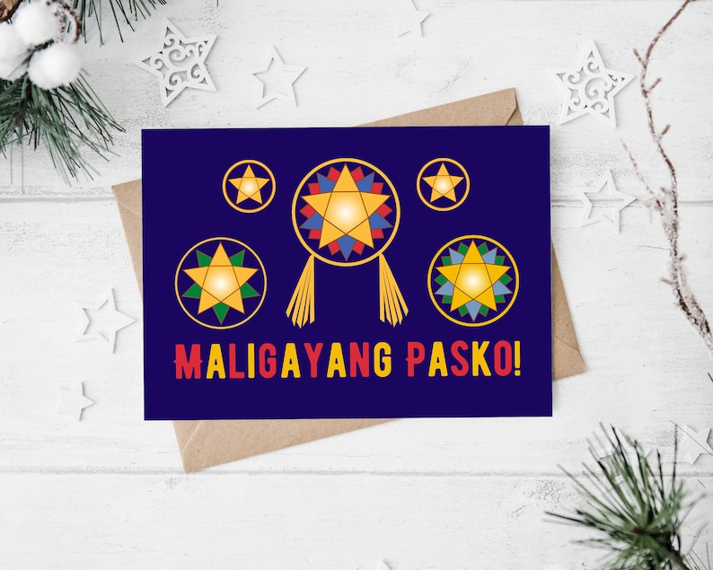Printable Maligayang Pasko Christmas Card | Single Sided | Filipino ...