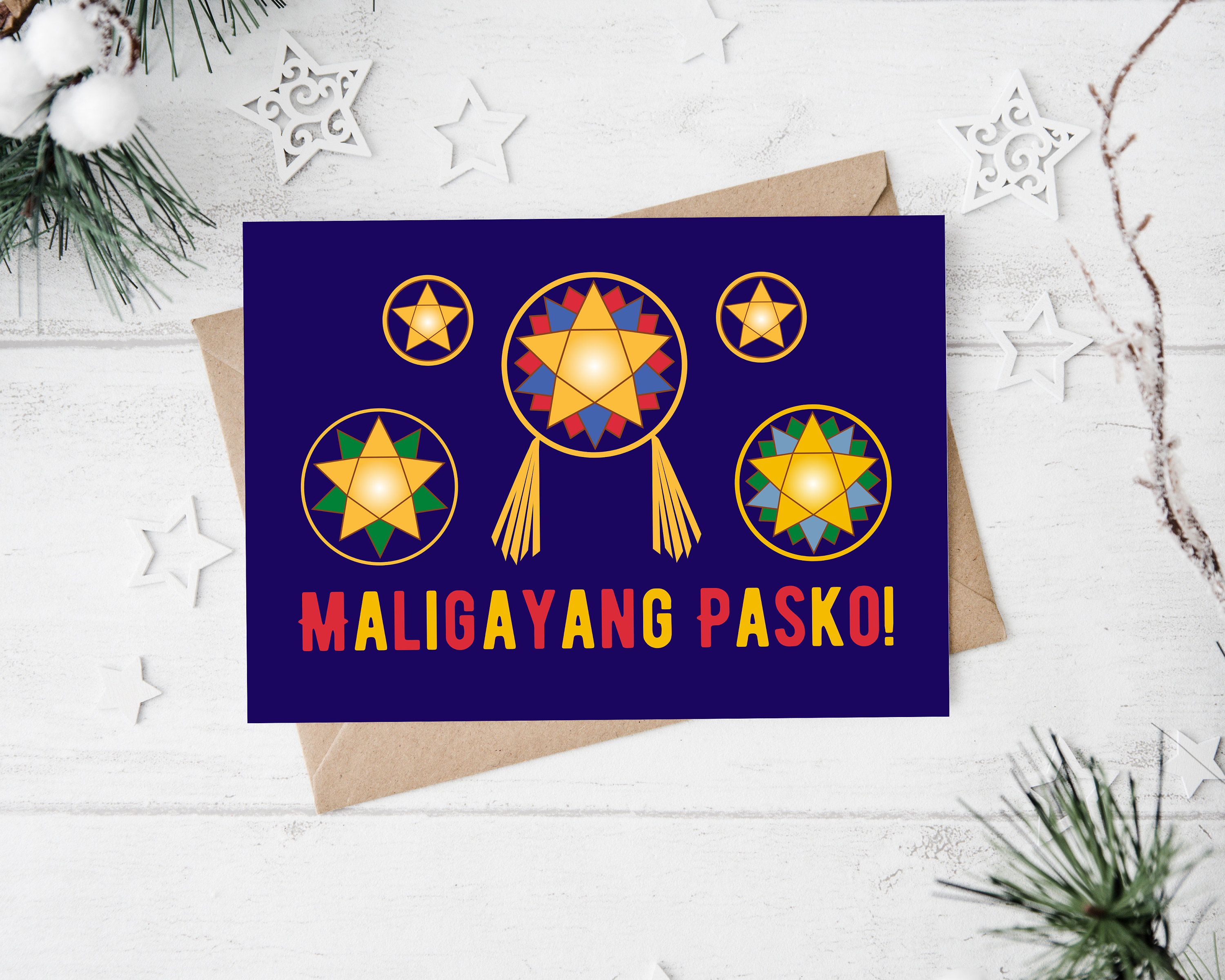 Printable Maligayang Pasko Christmas Card | Single Sided | Filipino ...