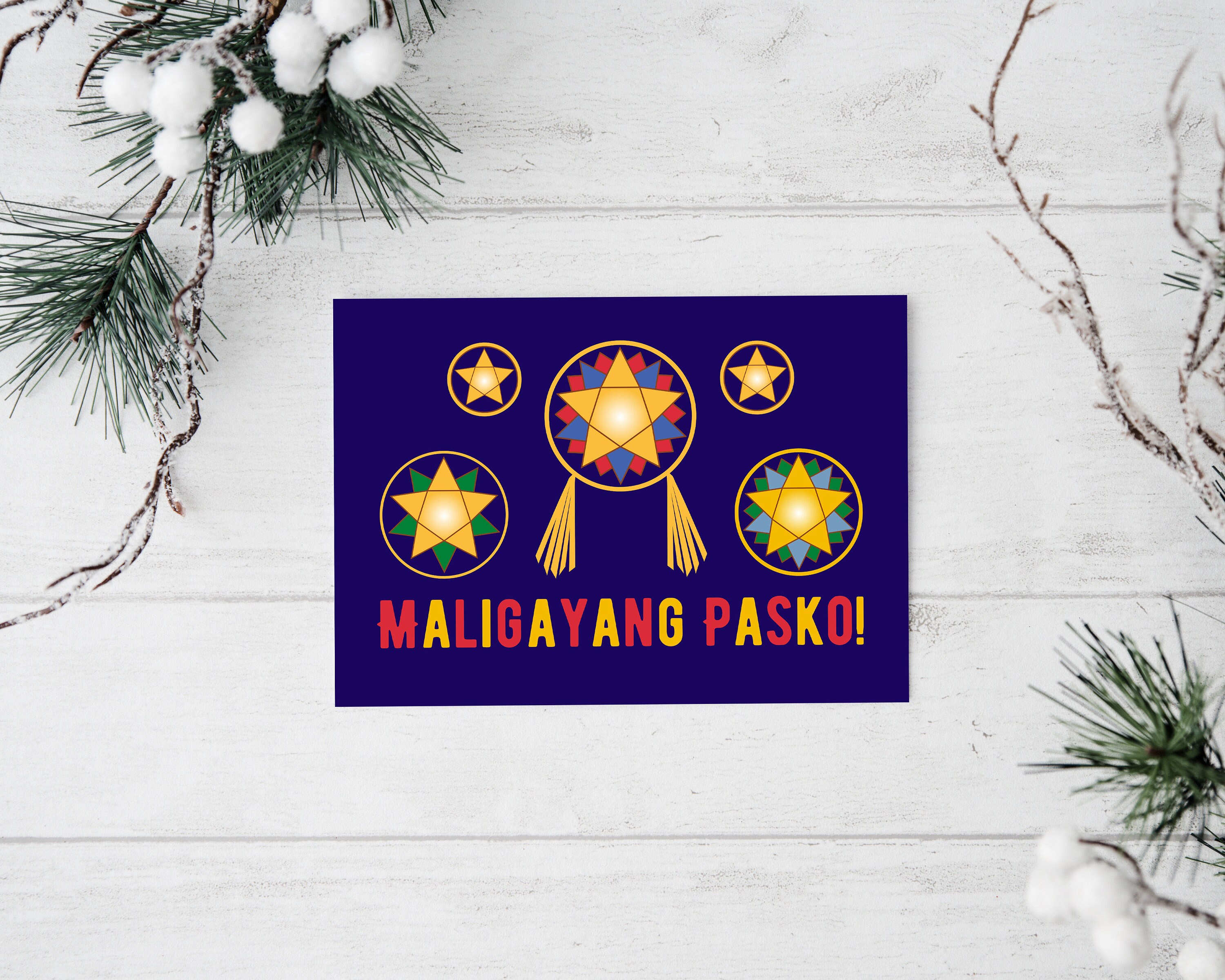 Printable Maligayang Pasko Christmas Card | Single Sided | Filipino ...