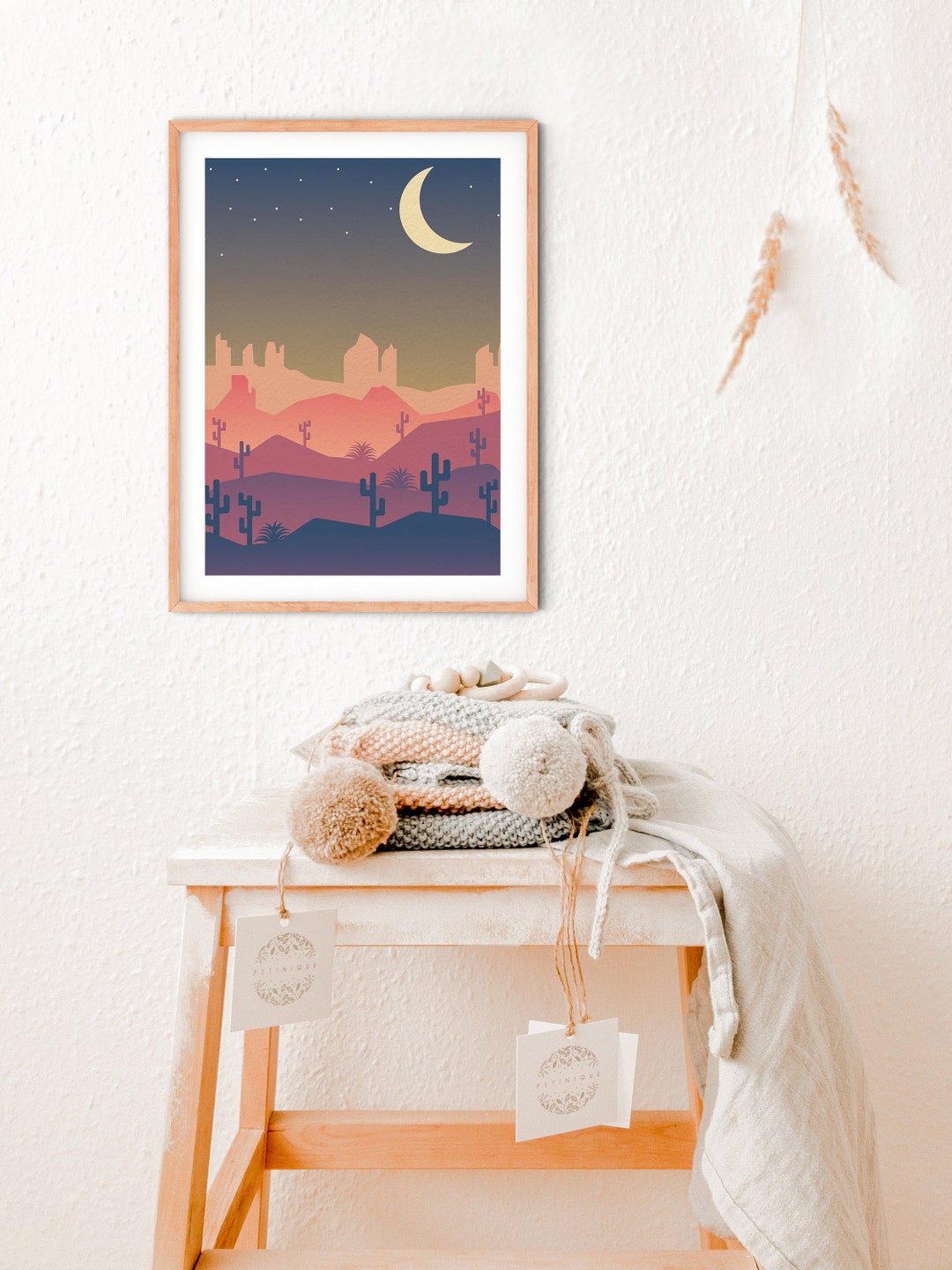 Desert Landscape Wall Art | Whimsical Desert Nightscape | Printable ...