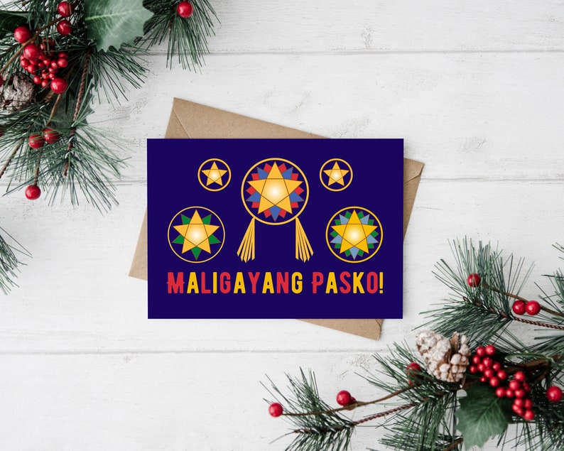Printable Maligayang Pasko Christmas Card | Single Sided | Filipino ...