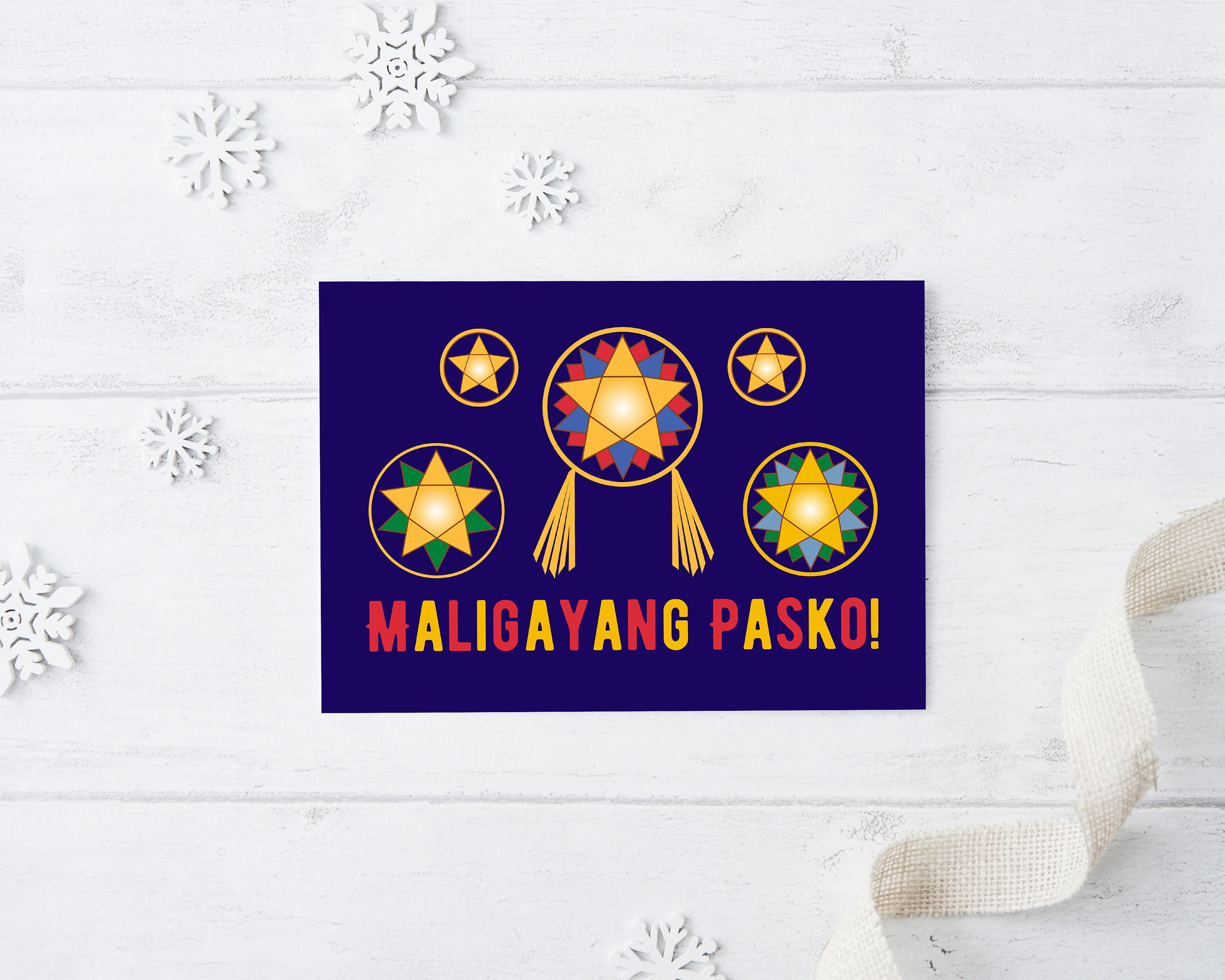 Printable Maligayang Pasko Christmas Card | Single Sided | Filipino ...
