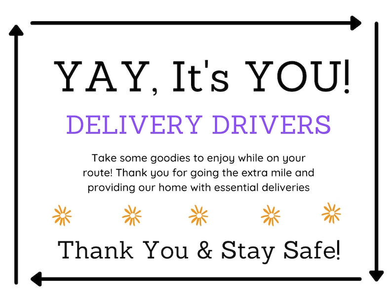 Delivery Driver Thank You Sign - Etsy