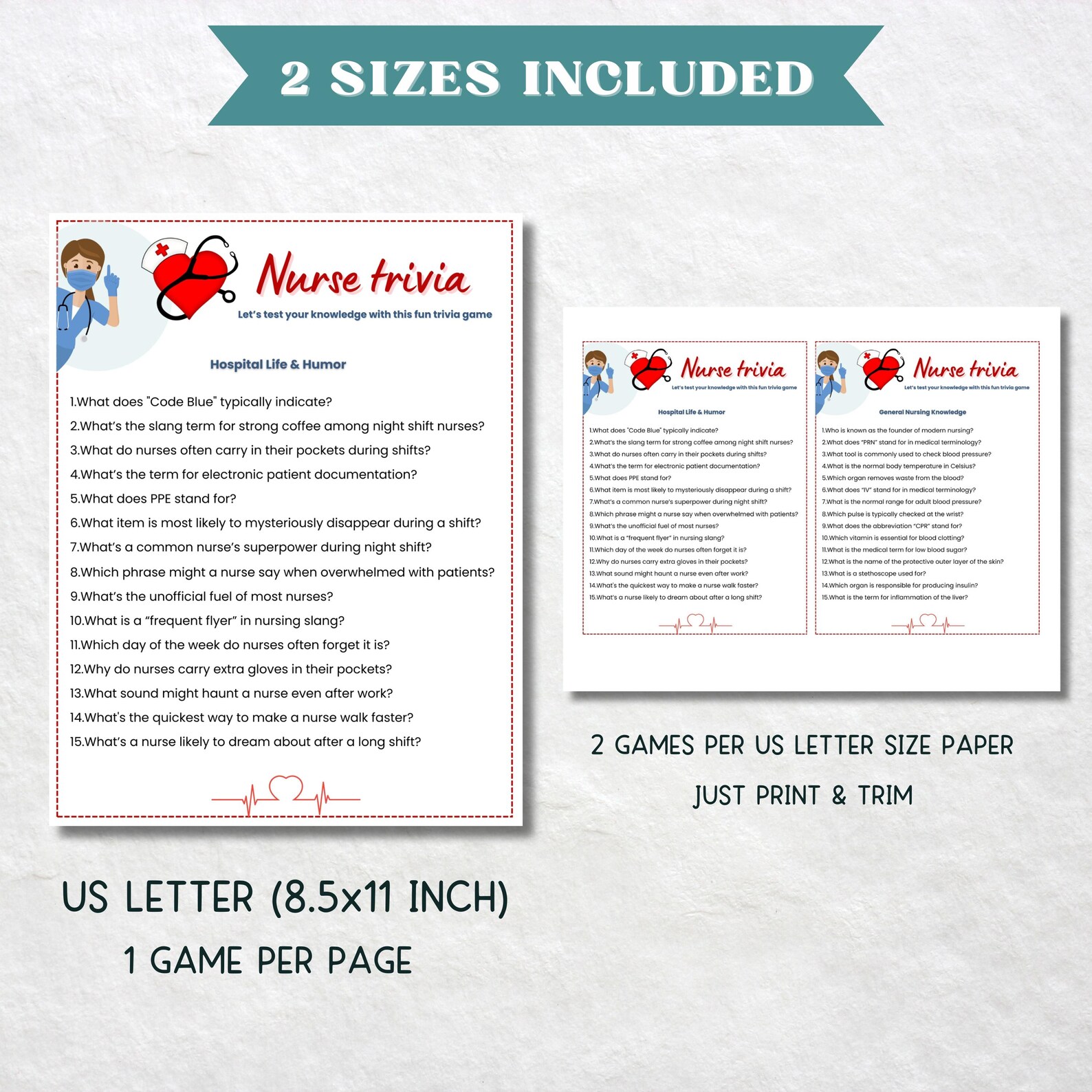 Nurse Trivia Game, National Nurses Week, Printable, Instant Download ...