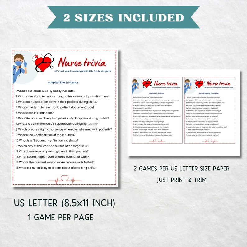 Nurse Trivia Game, National Nurses Week, Printable, Instant Download ...