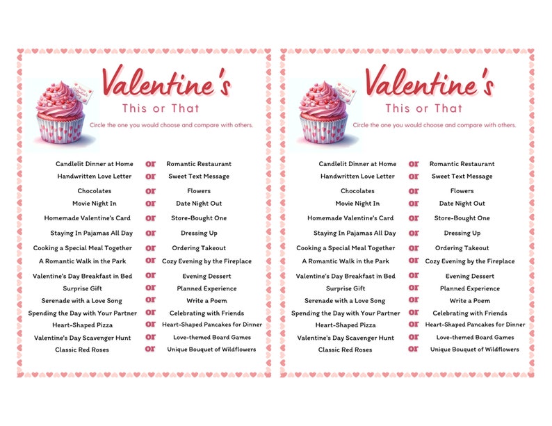 Valentines Day This or That Printable Game, Valentines Party Game ...