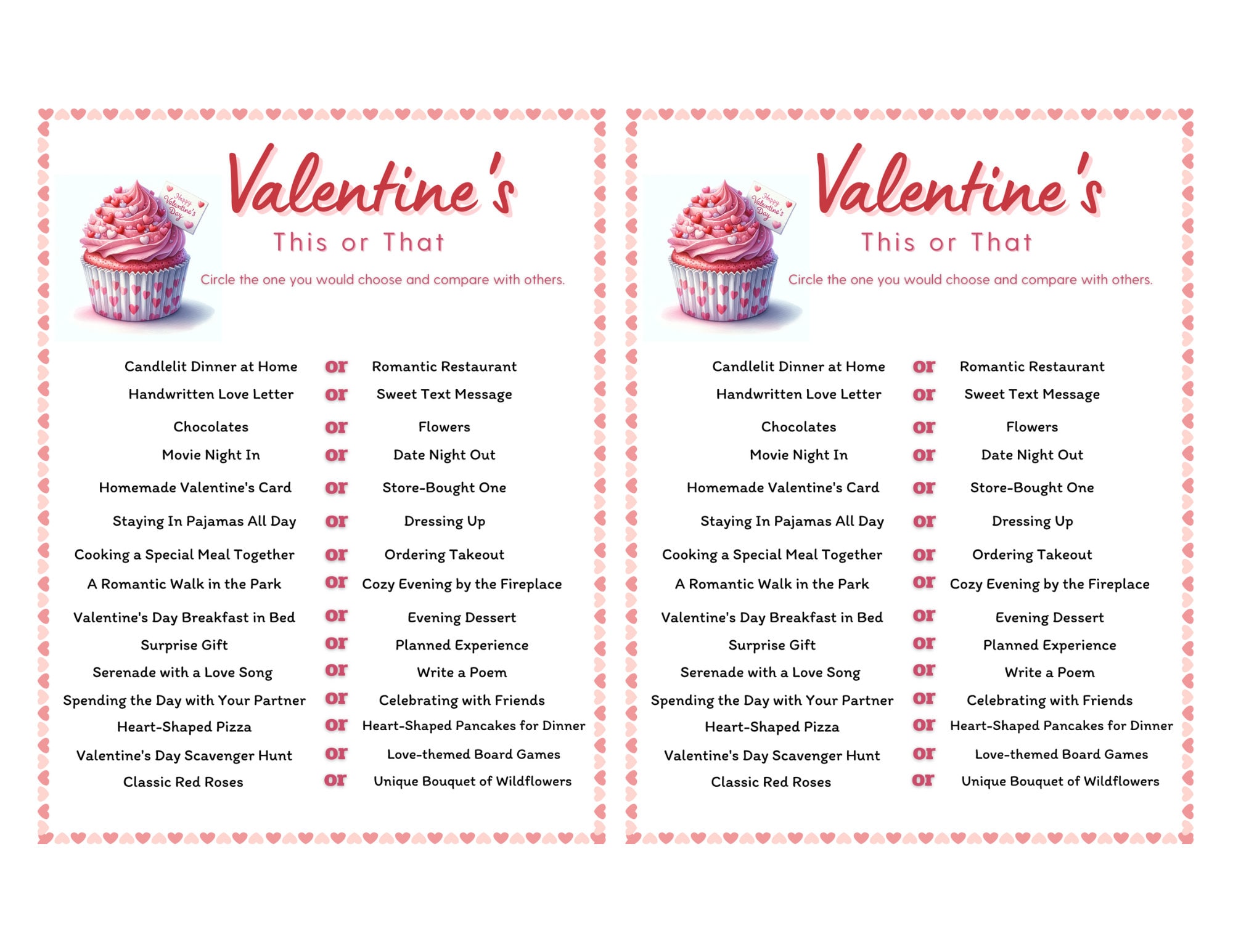 Valentines Day This or That Printable Game, Valentines Party Game ...