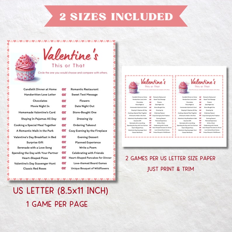 Valentines Day This or That Printable Game, Valentines Party Game ...
