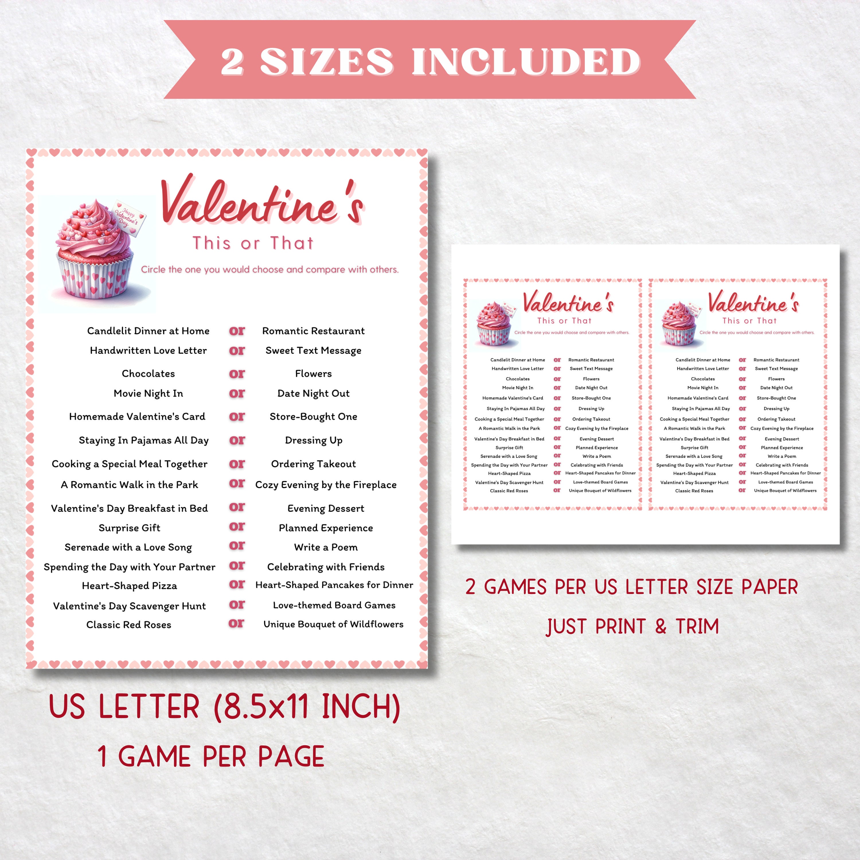 Valentine's Day This or That Game, Family Party (digital Download) - Etsy