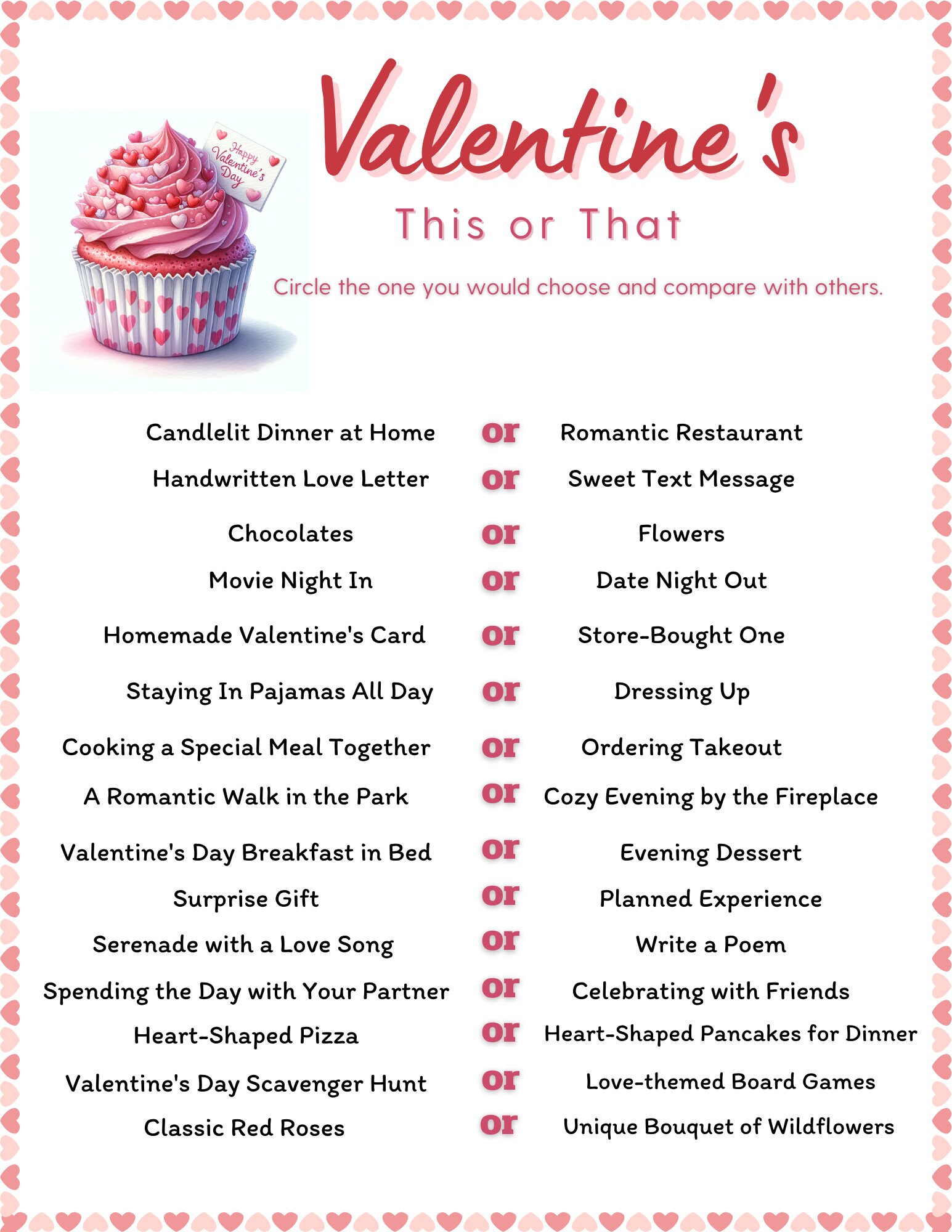 Valentines Day This or That Printable Game, Valentines Party Game ...