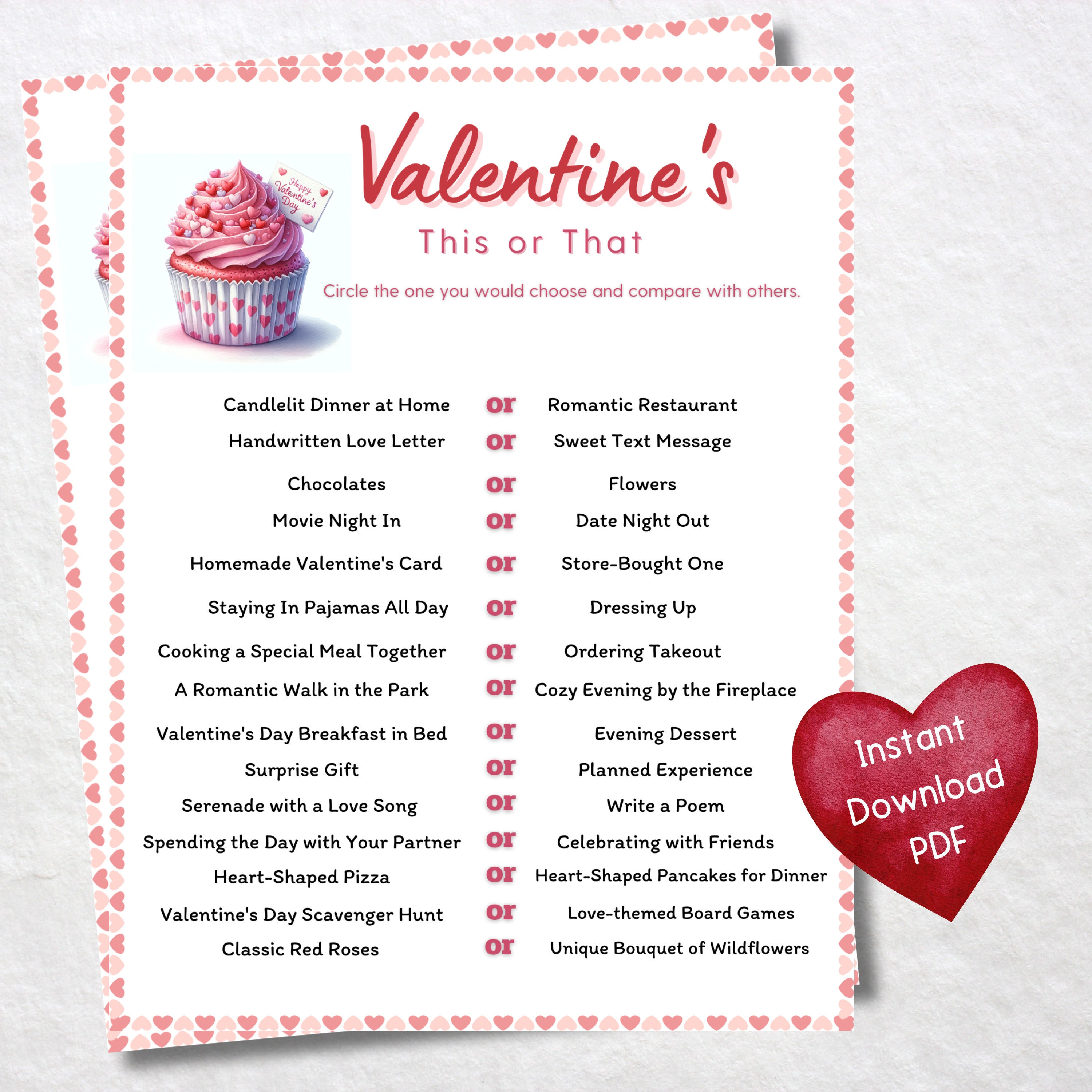 Valentines Day This or That Printable Game, Valentines Party Game ...