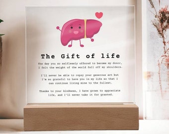 Liver Transplant Anniversary Gift, Perfect Match LED Acrylic Plaque ...