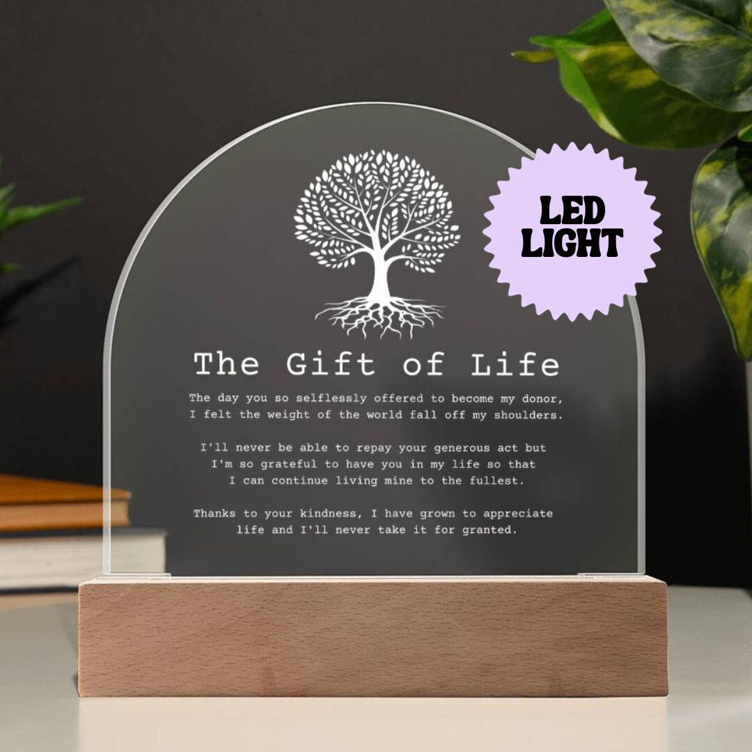 Gift of Life Acrylic Plaque, Transplant Anniversary, LED Option - Etsy