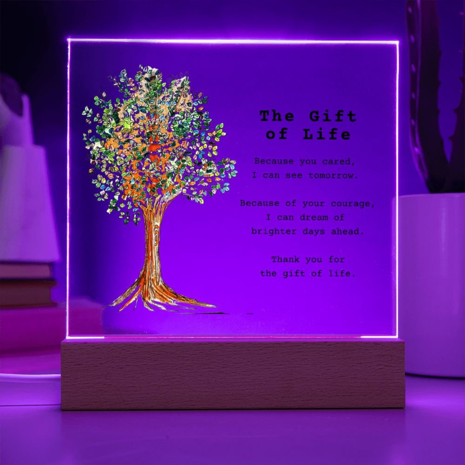 Gift of Life Acrylic Plaque, Transplant Anniversary LED Gift - Etsy