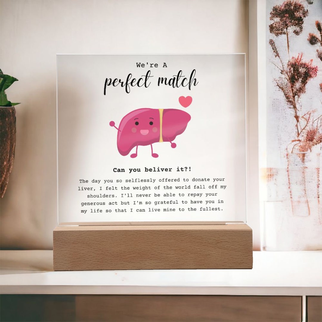 Liver Transplant Anniversary Gift, Perfect Match LED Acrylic Plaque ...
