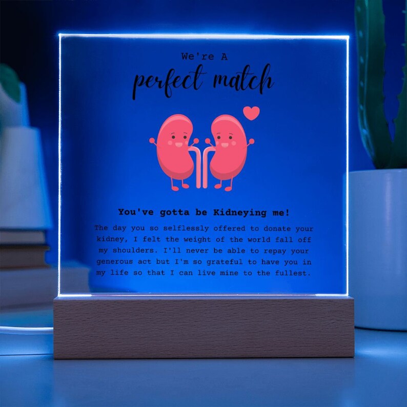 Kidney Donor LED Acrylic Plaque, Transplant Gift, Home Decor - Etsy