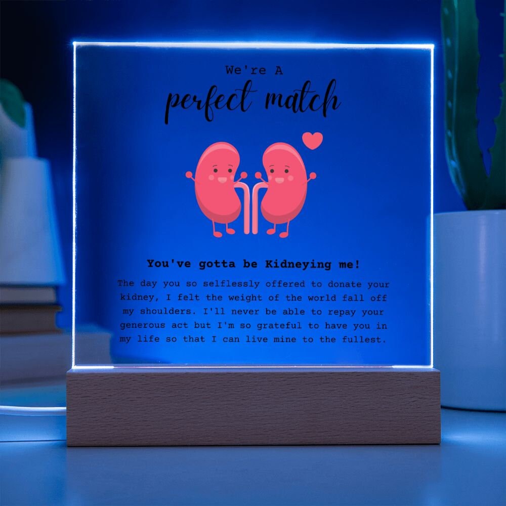 Kidney Donor LED Acrylic Plaque, Kidney Transplant Gift, Living Donor ...